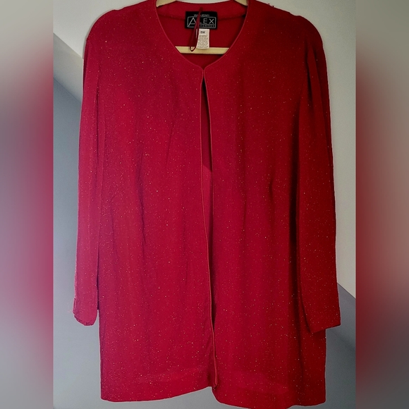Alex Evenings | Jackets & Coats | Shimmery Red Evening Blazer | Poshmark